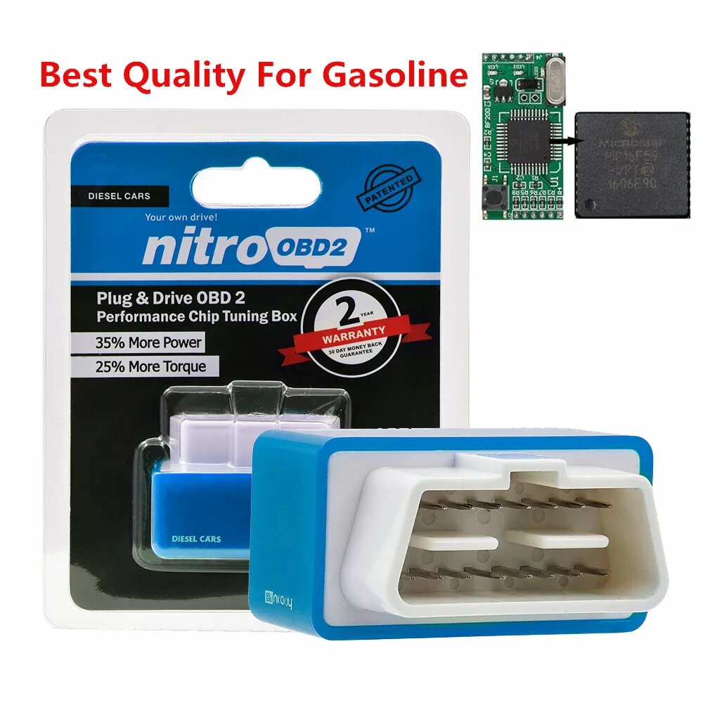 Новейший Nitro OBD2 Eco OBD2 Экономия 15% Топливный чип-тюнинг Box NitroOBD2 для Double borad Blue