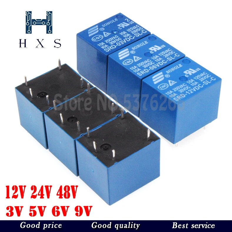 Реле SRD 3V/5V/6V/9V/12V/24V/48V 3VDC SRD-03VDC-SL-C