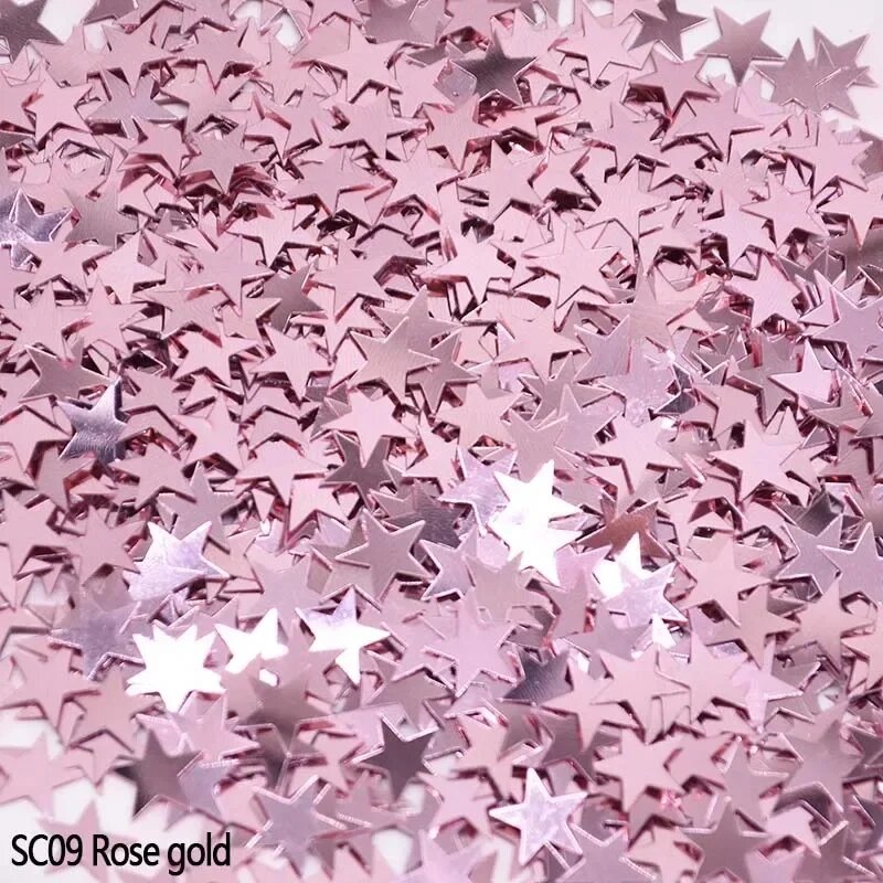 MOONBIFFY Акриловые звездочки конфетти 6/10 мм Розовый, 6mm, Rose Gold