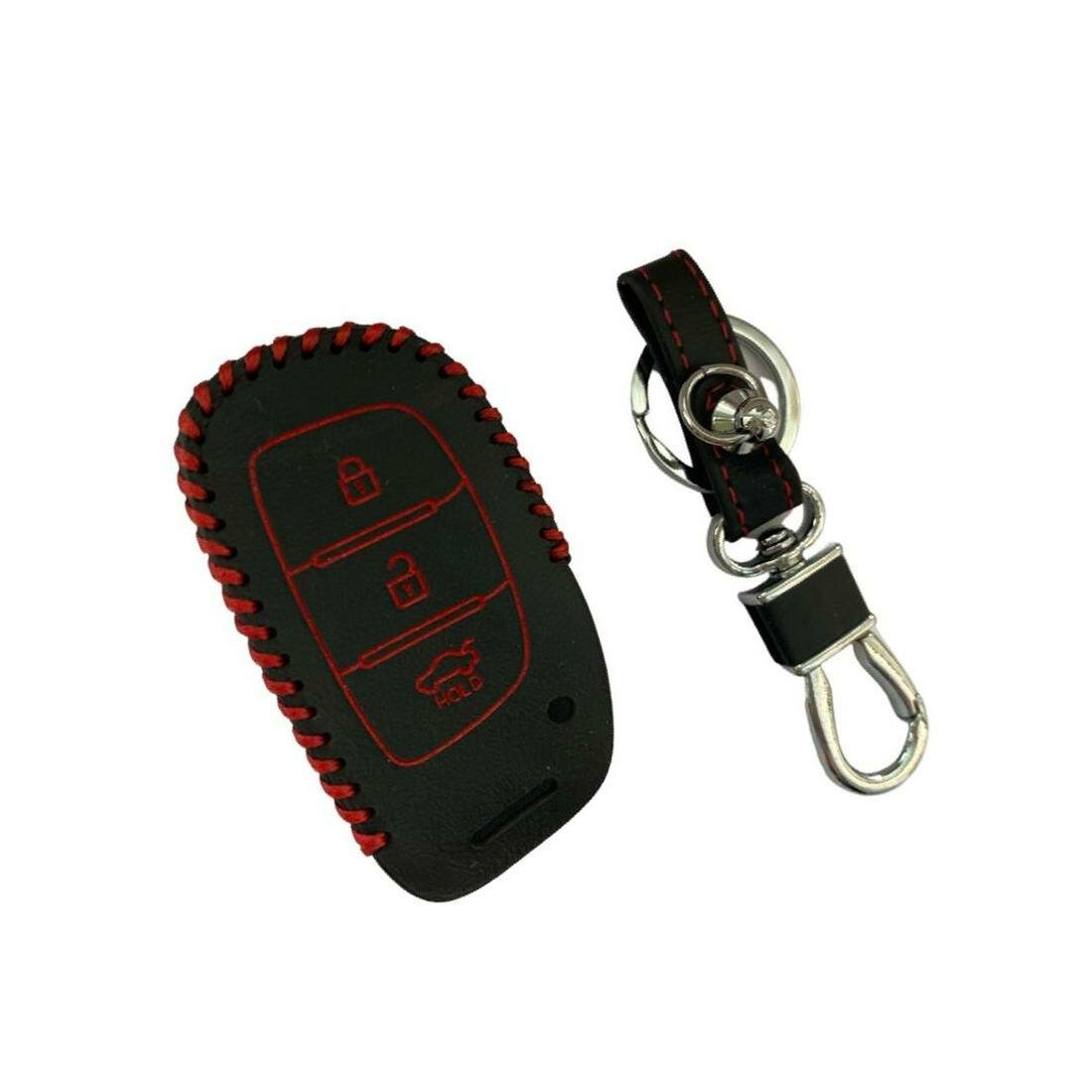 Чехол BGT для автомобильного ключа Hyundai Creta (Хендай Крета), кожа, влагозащитный, ударопрочный, красный