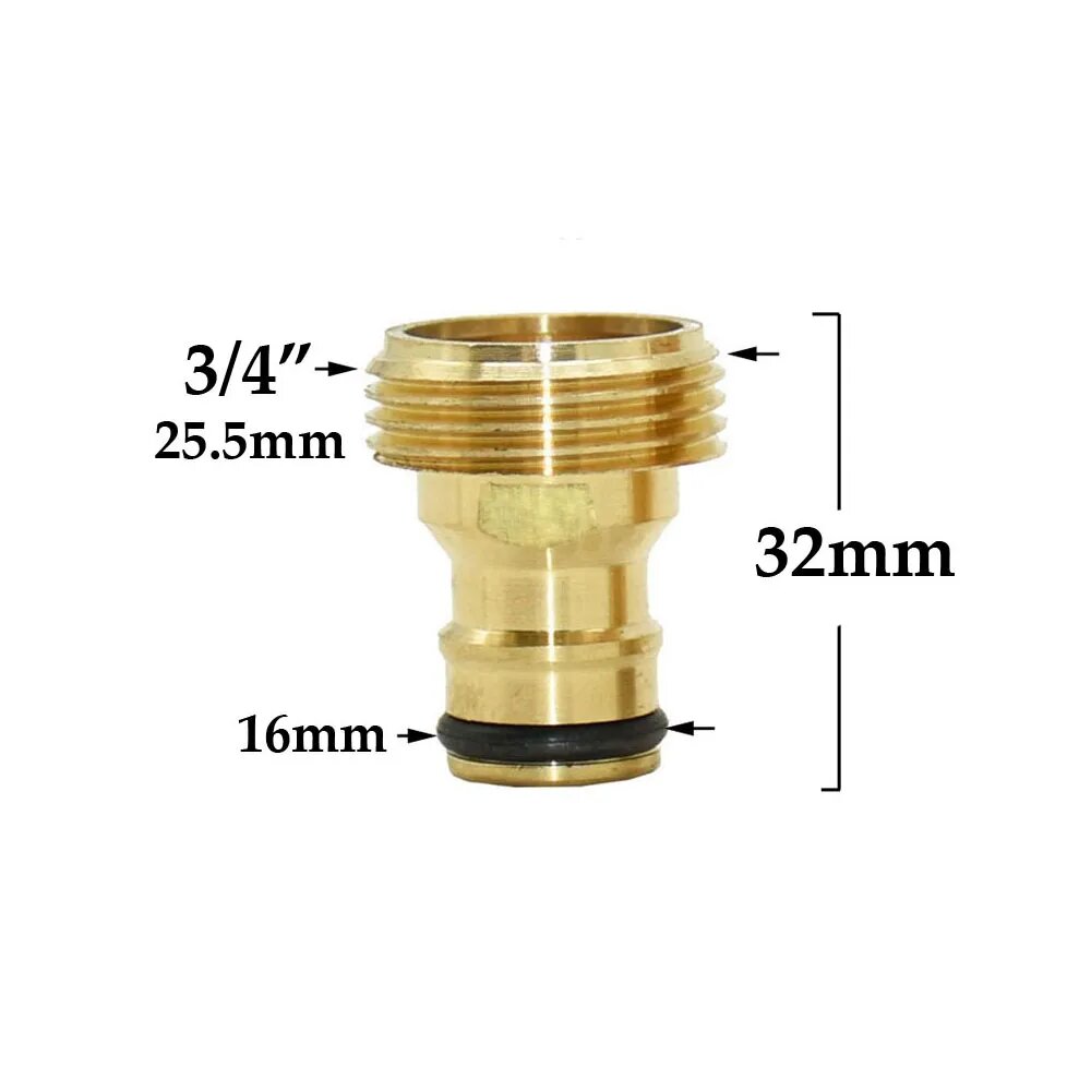 Латунный соединитель для шланга 3/4", 16мм, Цвет: C