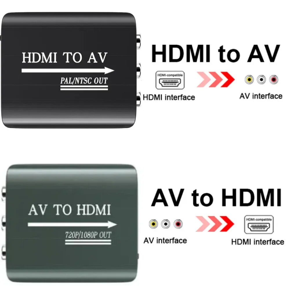 Преобразователь AV RCA на HDMI Продукт A Black, HDMI to AV