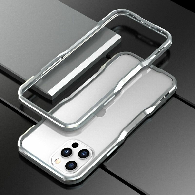 Чехол для Apple iPhone 12 Pro Max (Айфон 12 Про Макс) металлическим каркасом из алюминиевого сплава , металлический каркас, защита от падения