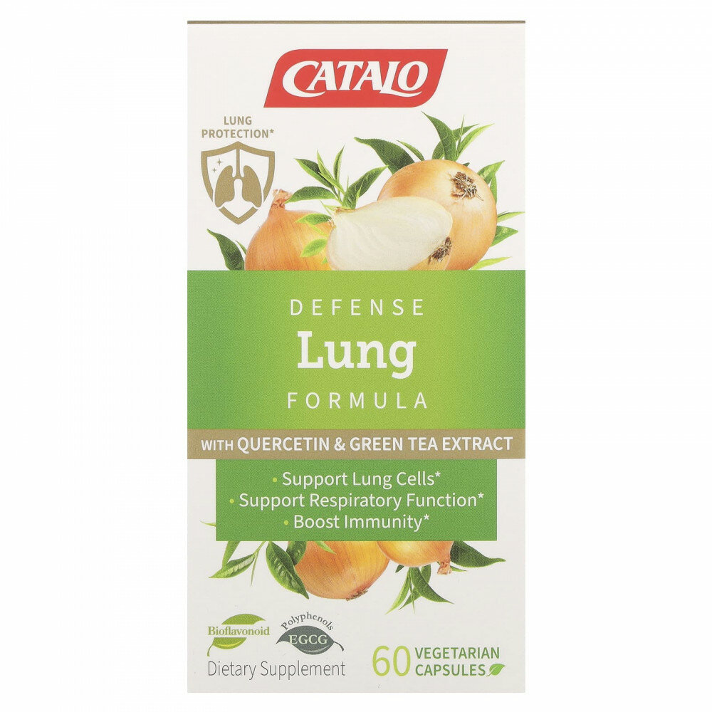 CATALO, Формула Defense Lung с кверцетином и экстрактом зеленого чая, 60 вегетарианских капсул