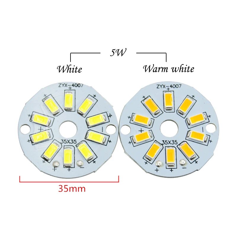 Светодиодный чип 5W, теплый белый, D35mm