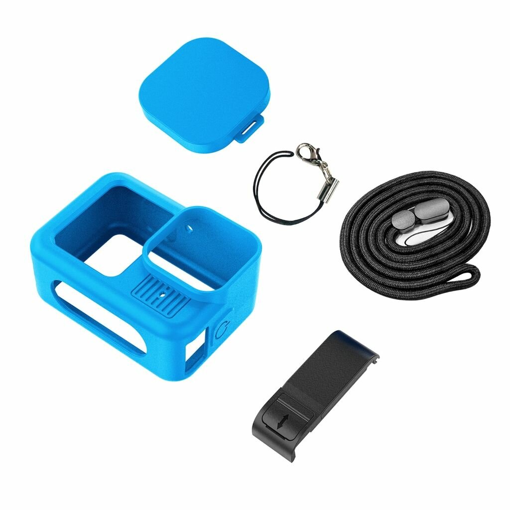 Подходит для GoPro Hero 13 силиконовый чехол защитный чехол-синий + боковая крышка