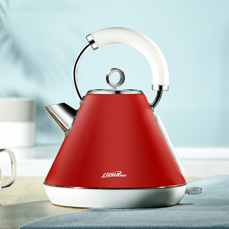 Электрический чайник Бытовой электрочайник в стиле британского ретро, 1,8 литра, нержавеющая сталь 304, быстрозакипающая вода, красный