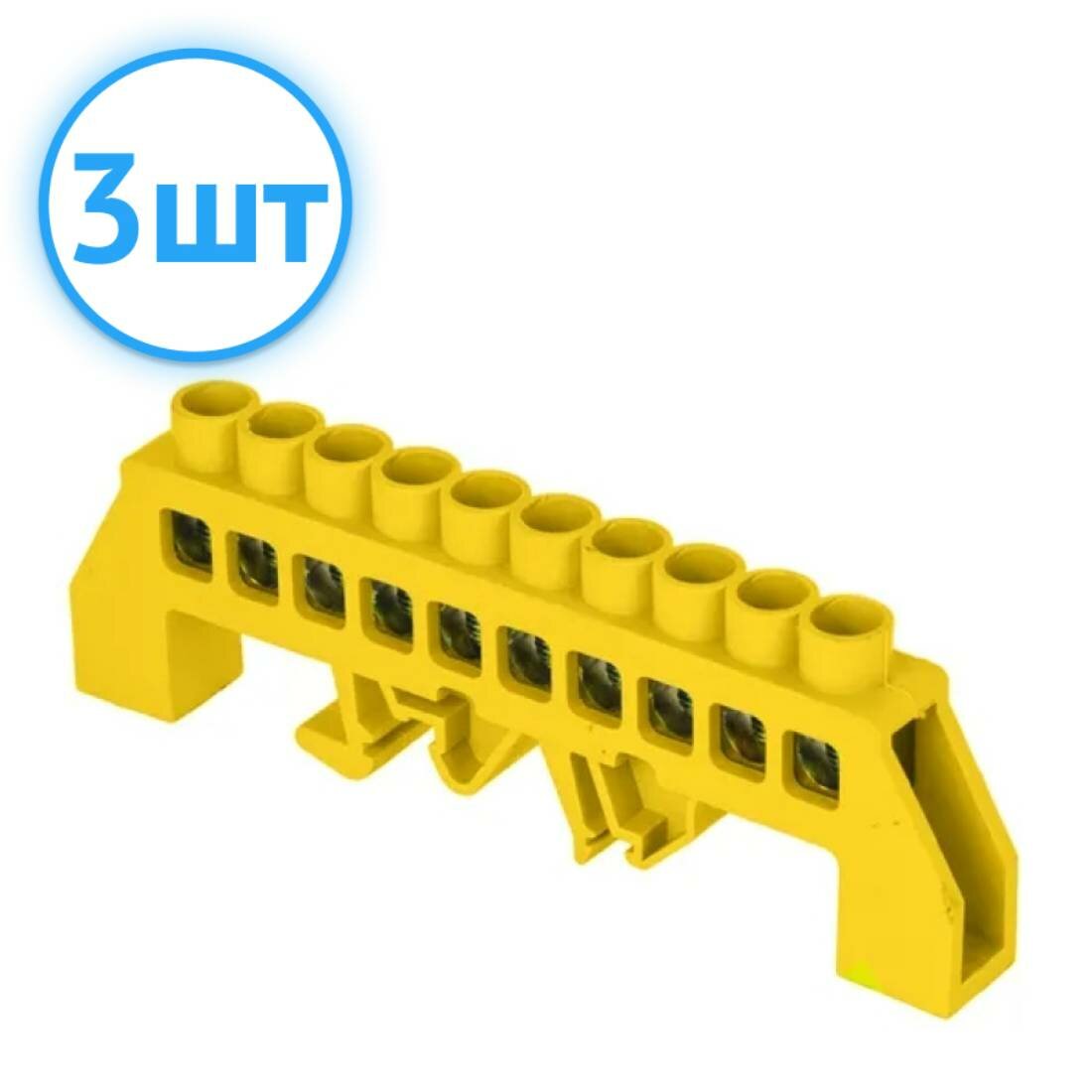 Шина нулевая EKF PROxima PE 8х12 10 отверстий латунь желтый нейлоновый комбинированный sn0-125-10 (комплект из 3шт.)