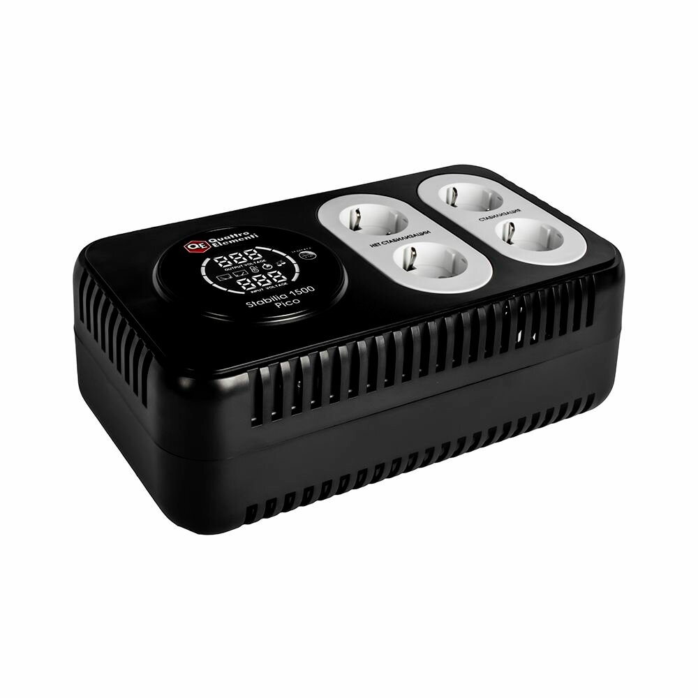 Стабилизатор напряжения QUATTRO ELEMENTI Stabilia 1500 Pico 1500 ВА 160-280 В компактный 917-742 шт