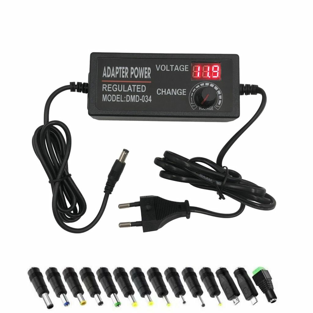 Регулируемый источник питания 3 24V2A, светодиодный адаптер с 14 головками-Европейский стандарт