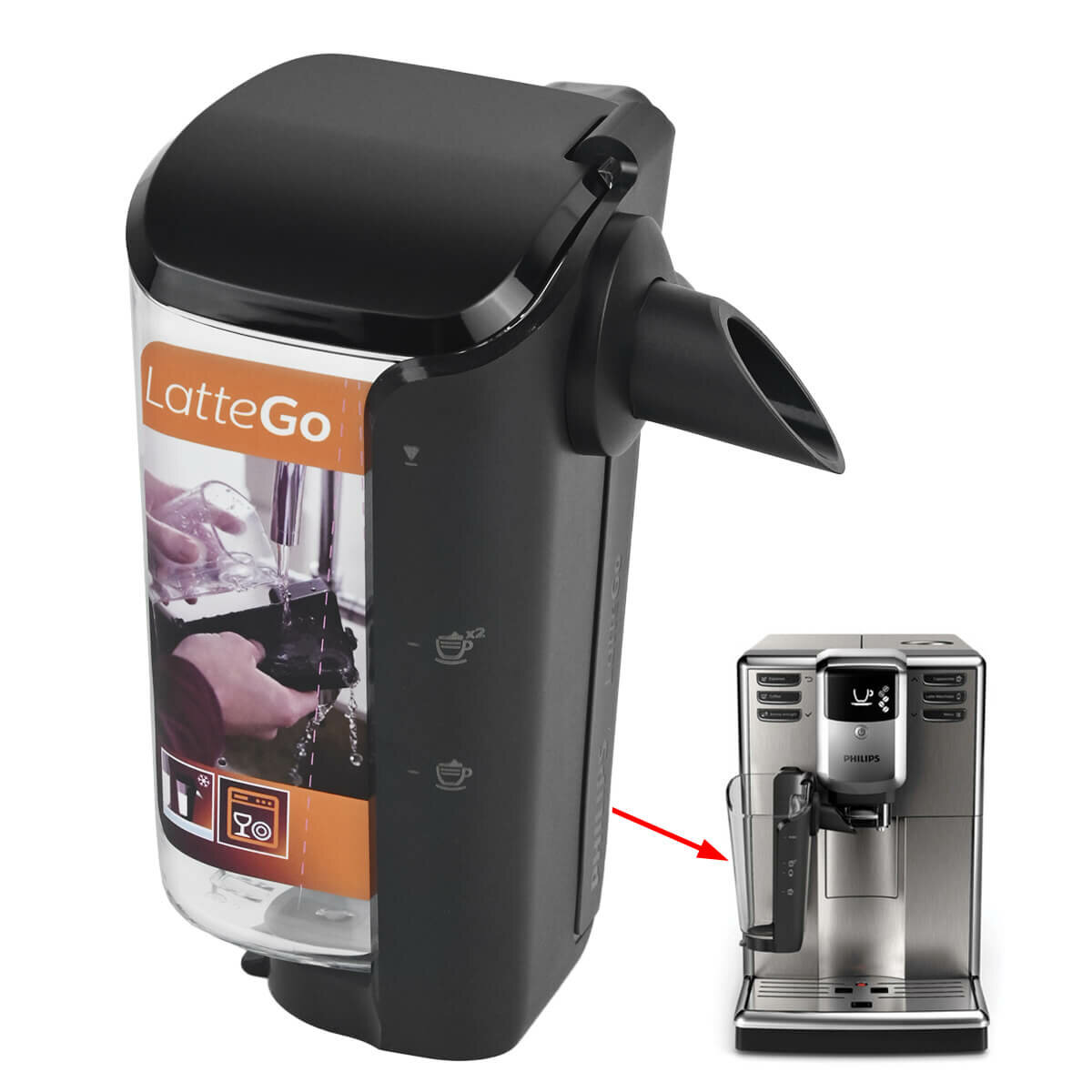 Кувшин капучинатор LatteGo для кофемашины Philips Saeco, вспениватель для молока, 421944083391