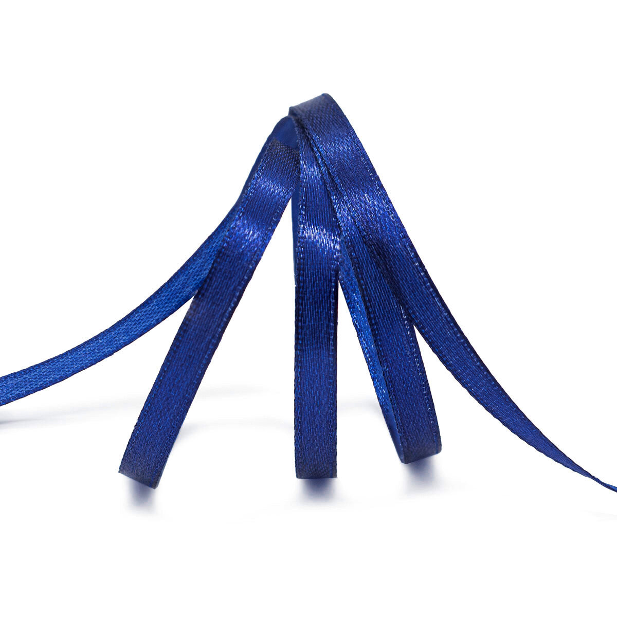 Лента атласная синяя 6 мм*22,86 м, упаковочная, для подарков, рукоделия и шитья, Айрис (156 темно-синяя)