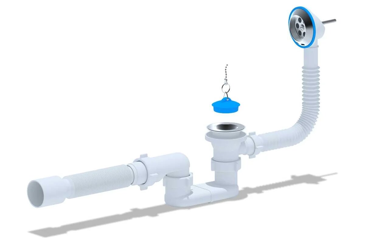 АНИ Пласт Сифон д/ванны плоск проб/цеп 1 1/2 дюйма x 40 гофр 40х50 нерж/сетка Е055 025-0248 E055