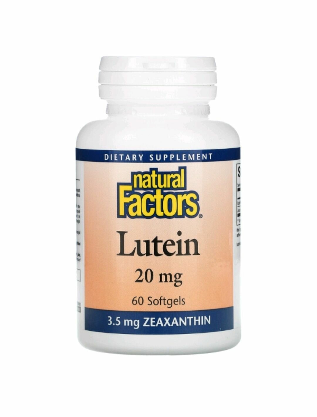 Лютеин Натурал Факторс, Lutein Natural Factors, 20 мг, 60 капсул