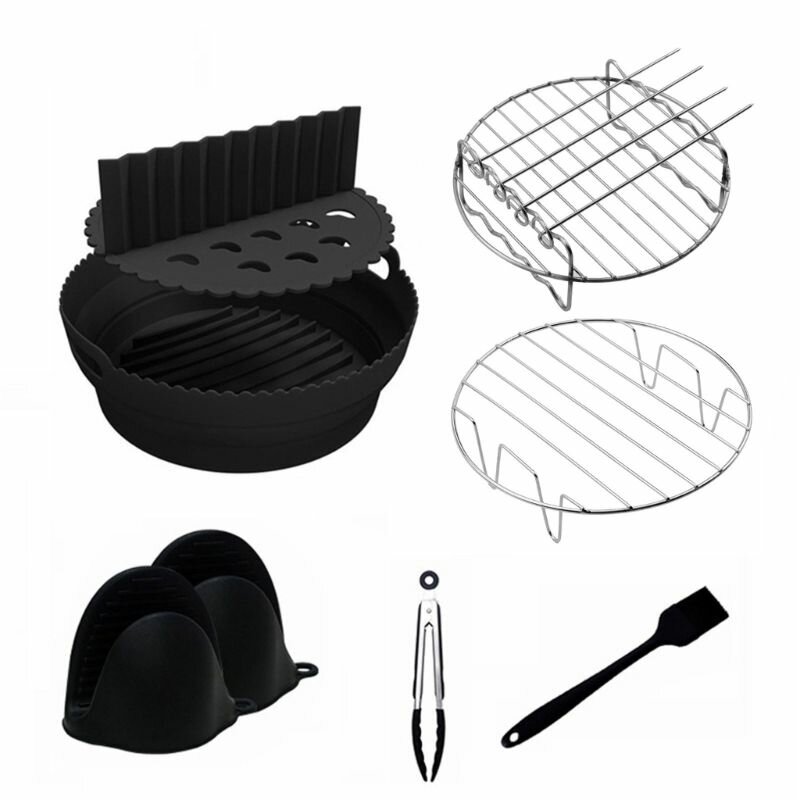 Силиконовые аэрофритюрницы, разделитель, термостойкие рукавицы, многоразовые аксессуары с масляным фильтром-черное