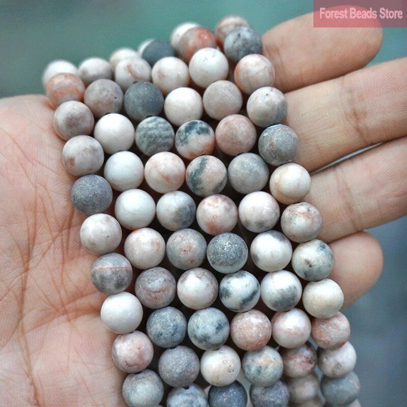 Бусины зебра яшма матовые розовые 8mm - 48шт