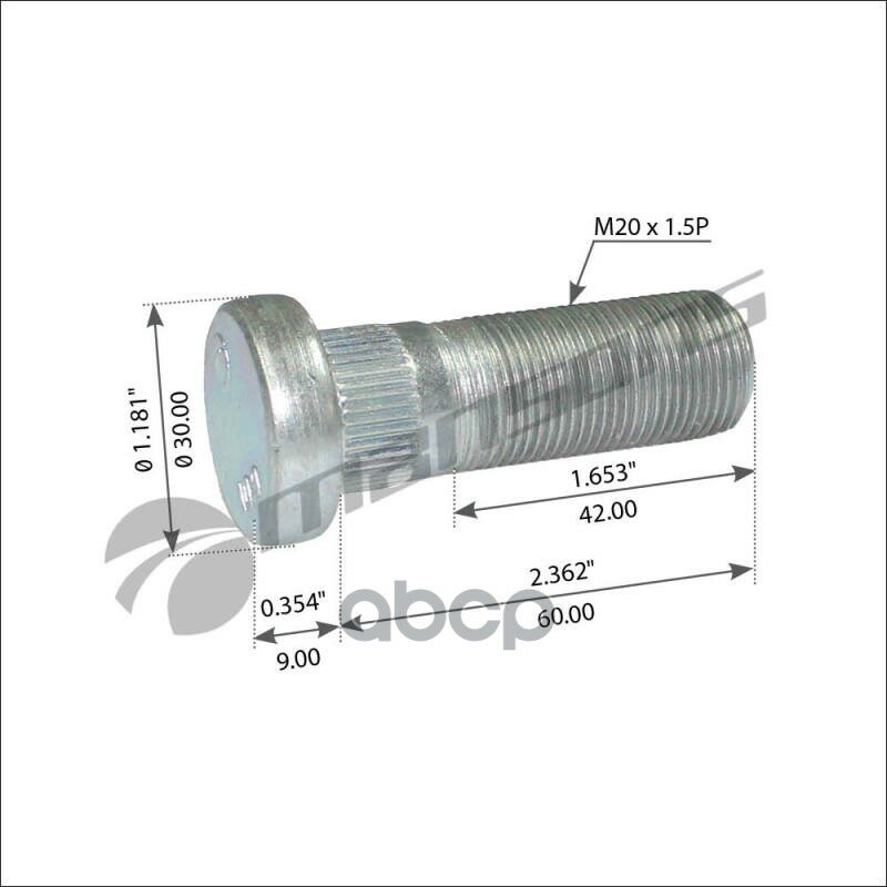 Болт колесный! M20x1.5x69/42Volvo FL Mansons арт. 033900528
