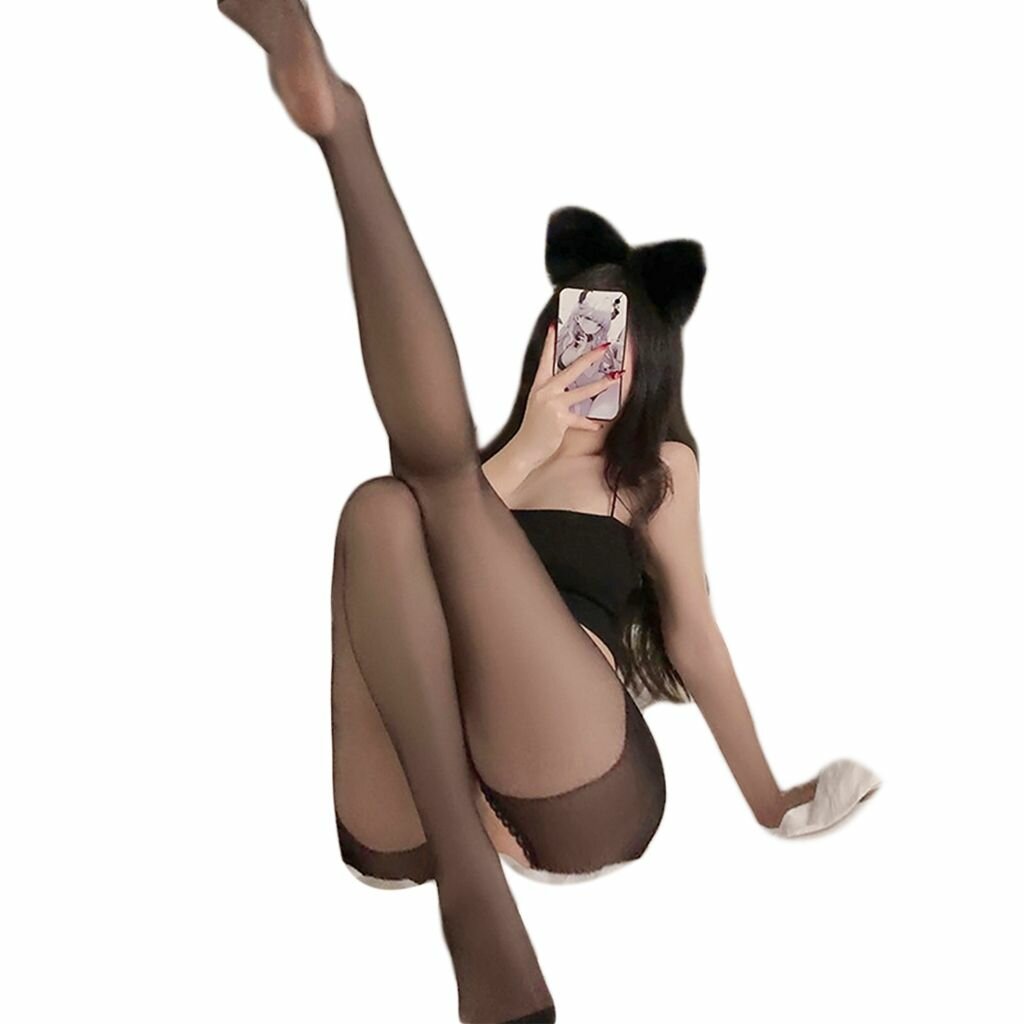 Чулки с открытым файлом-черный открытый файл с обеих сторон