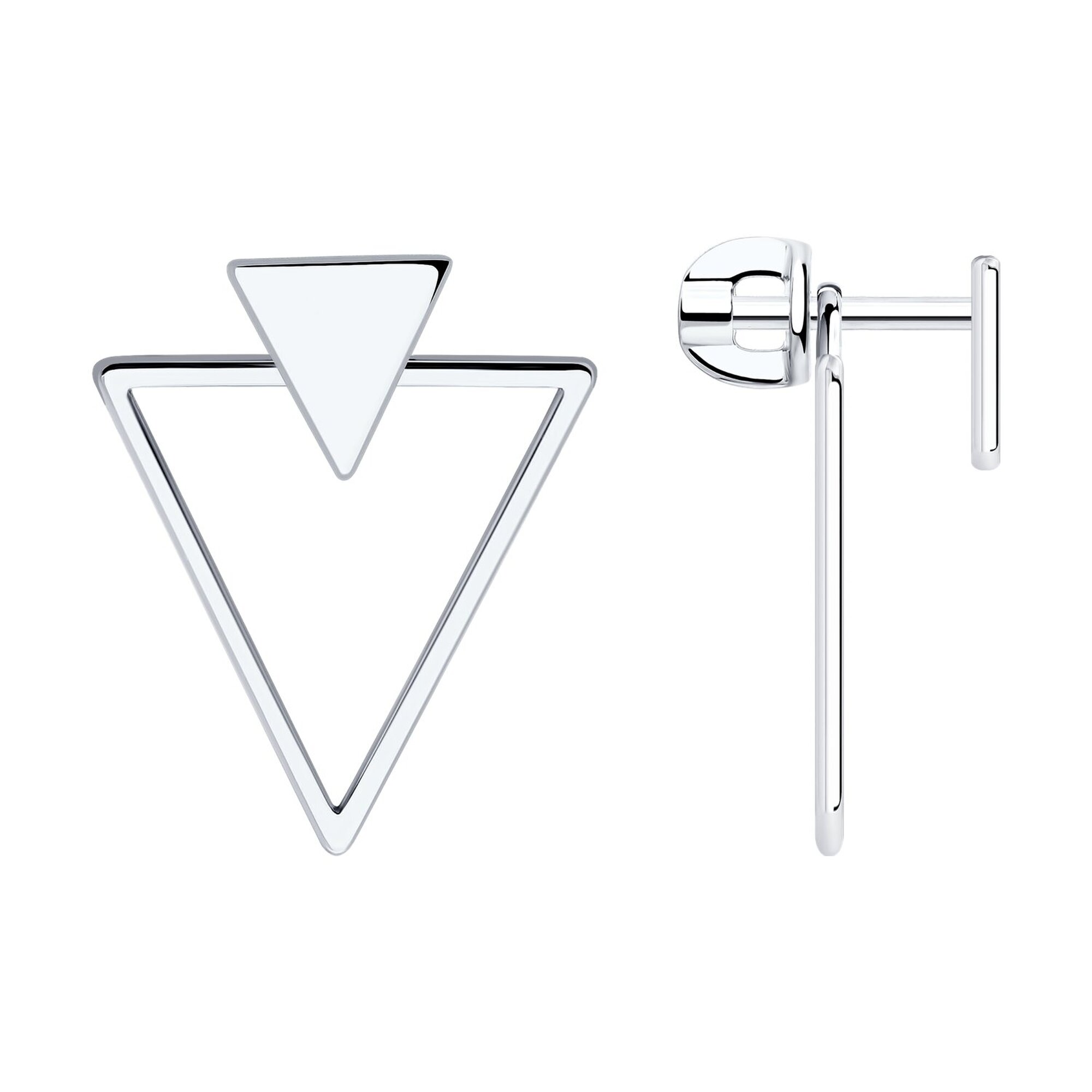 Серьги пусеты, серебро, 925 проба, родирование