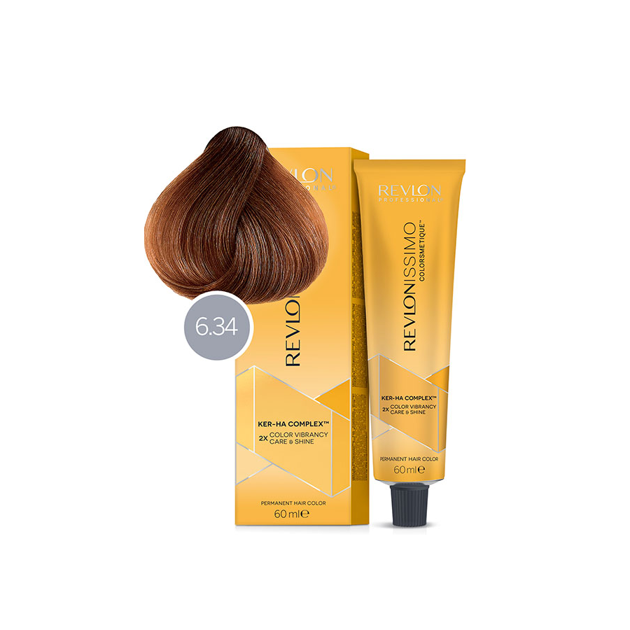 Revlon Professional Revlon Revlonissimo Colorsmetique High Coverage 6.34 - Перманентная краска для седых волос темный блонд золотисто-медный 60 мл
