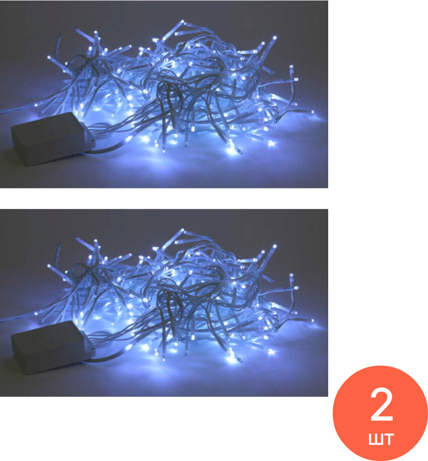 Гирлянда ЭРА ENIN - WC Мишура, 200 минисветодиодов, холодный свет с белым проводом, длина 3м, IP20, Б0047971 / новогодние украшения для декора дома (комплект из 2 шт)