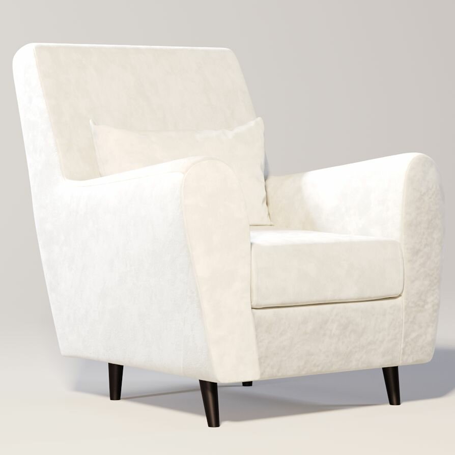 Кресло Легаси фабрика W&B, для отдыха, Плюш 01, Цвет кресла: белый