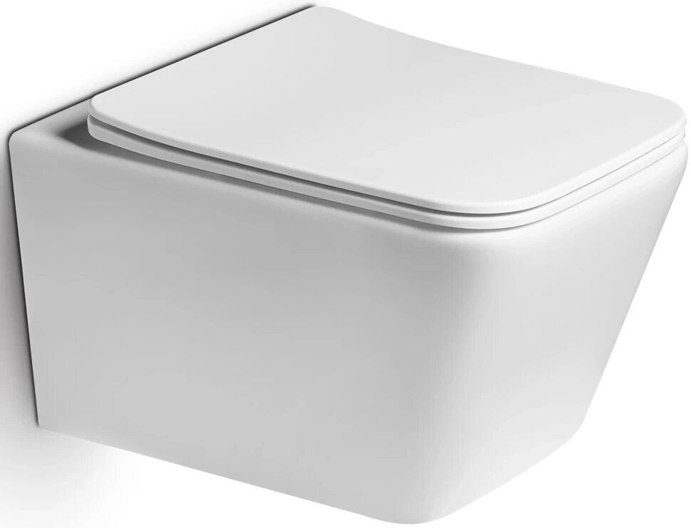 Унитаз подвесной SantiLine SL-5007 безободковый, с сиденьем микролифт, белый