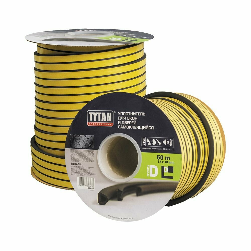 Уплотнитель самоклеящийся на EPDM основе Tytan Professional (100м) D 9х7,5мм белый