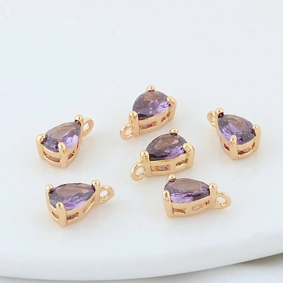 Латунные подвески-капли, 10 шт, золотистого цвета, Florainer Tina Фиолетовый, Purple Color