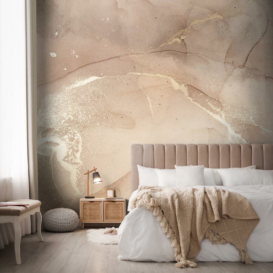 Фотообои Флюид бежевый с золотом 9-1509-XL-Флок 270 x 500 см (ВхШ) Бесшовные, флизелиновые, влагостойкие обои MasterFresok