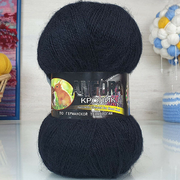Пряжа Color City ангора кролик 2622 черный (5 мотков)