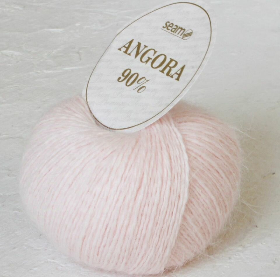 Пряжа Angora 90% Seam цвет 04 нежно-розовый, 10шт*(112м/25г), 90% пух ангорского кролика 10% мериносовая шерсть
