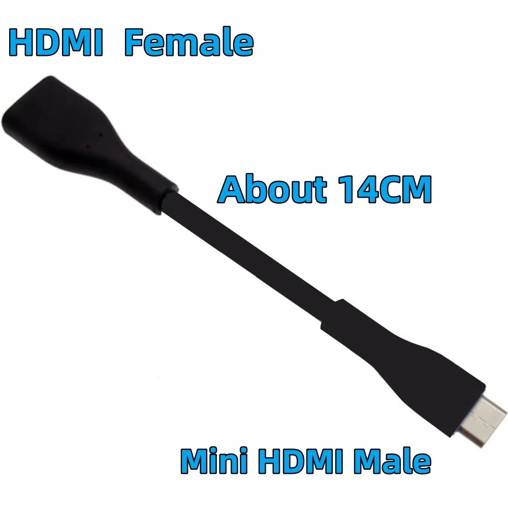 Mini HDMI - HDMI кабель, 14см, черный