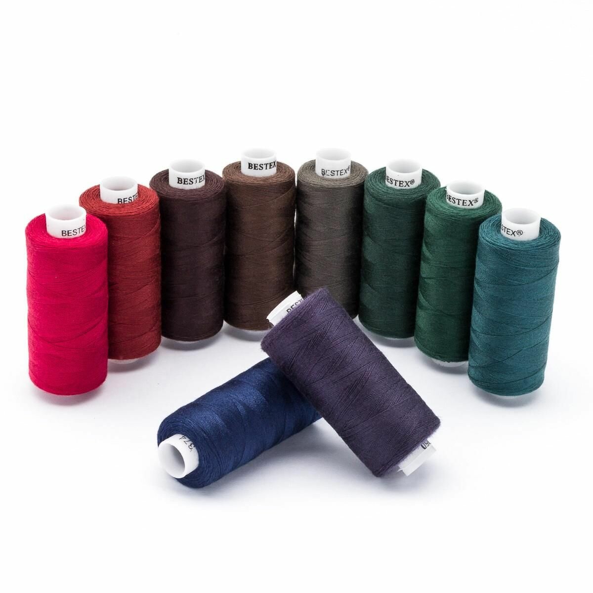 Набор швейных нитей Bestex 40/2 "Темный микс", намотка 365 м, 400 ярд, 10 шт