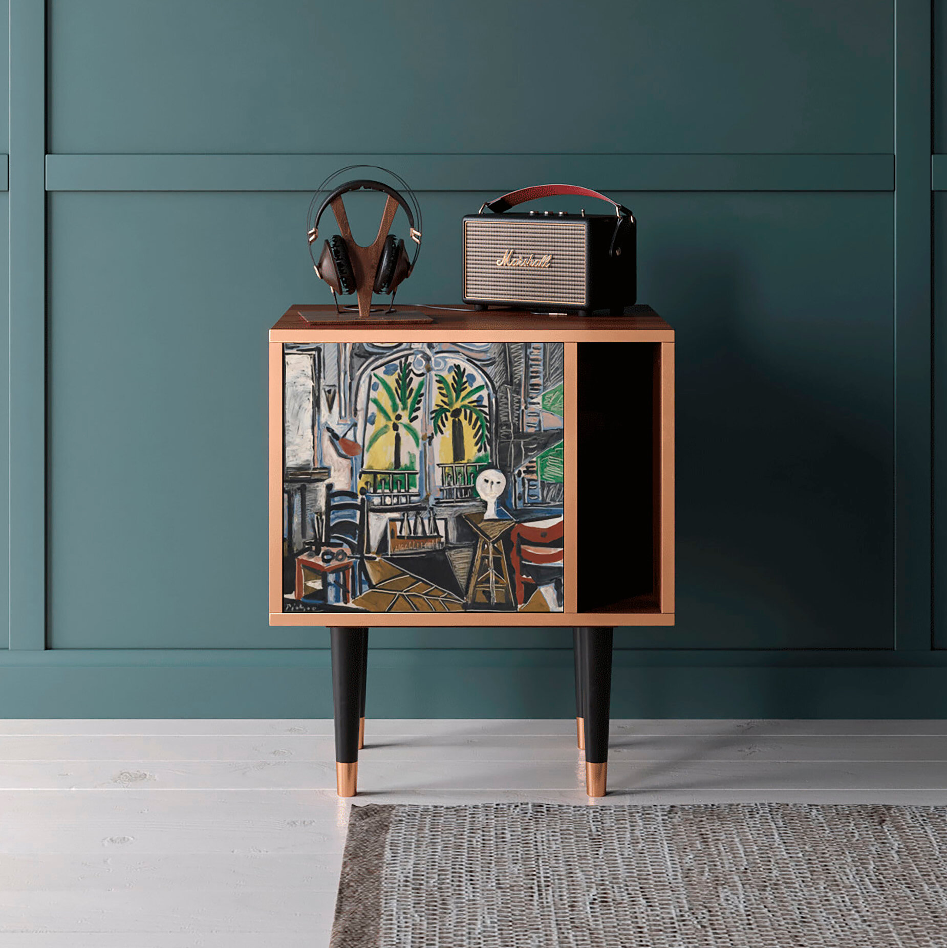 Прикроватная тумба - STORYZ - S2 The Studio by Pablo Picasso, Размер - 58 x 69 x 48 см, Цвет - Орех