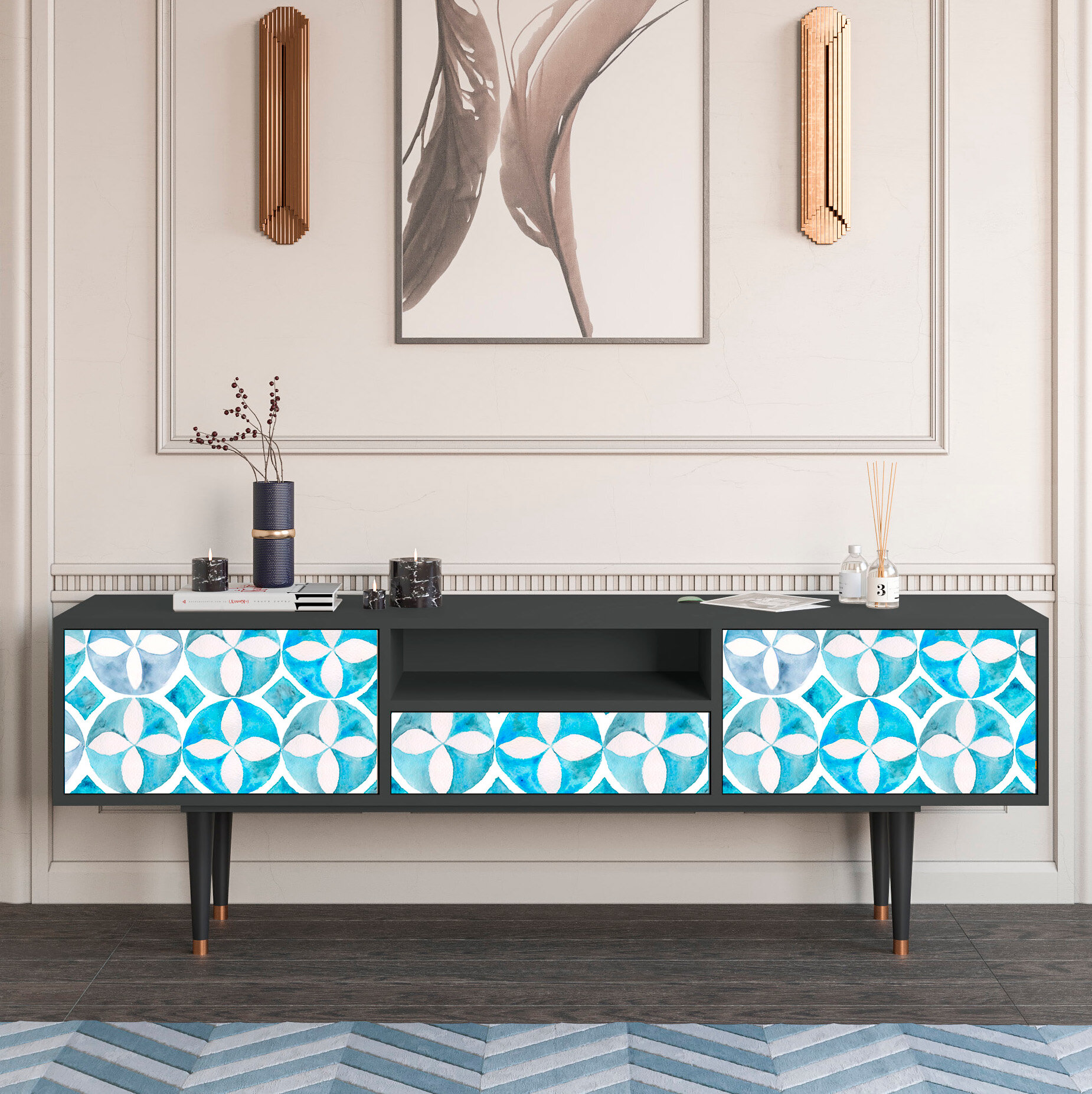 ТВ-Тумба - STORYZ - T6 Porto Mood, Размер - 170 x 69 x 41 см, Цвет корпуса - , Антрацит