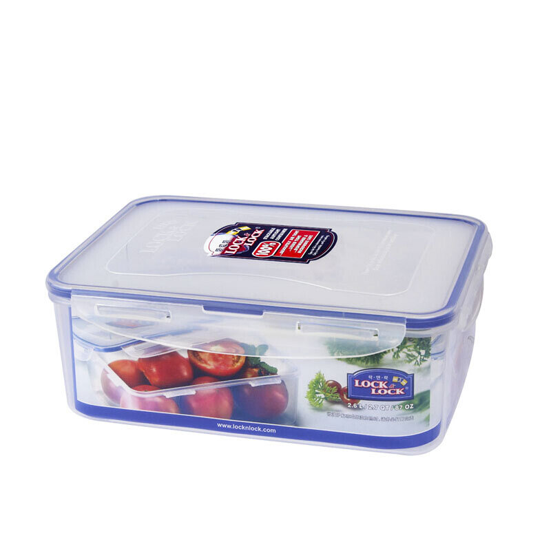 Lock & Lock Large Capacity Plastic Refrigerator Storage Container, Microwave-Safe Lunch Box, Rectangular, 2.6L — фото 1