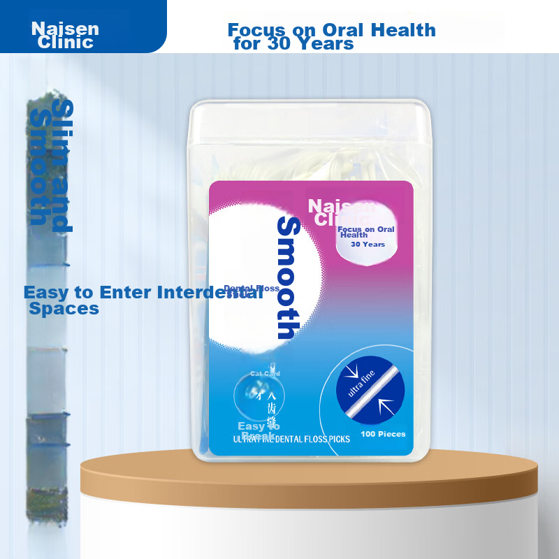 Naishenke Lin Fine Smooth Dental Floss Picks 100 Pieces/box, Narrow Interdental Oral Care Toothpicks (With Portable Case)