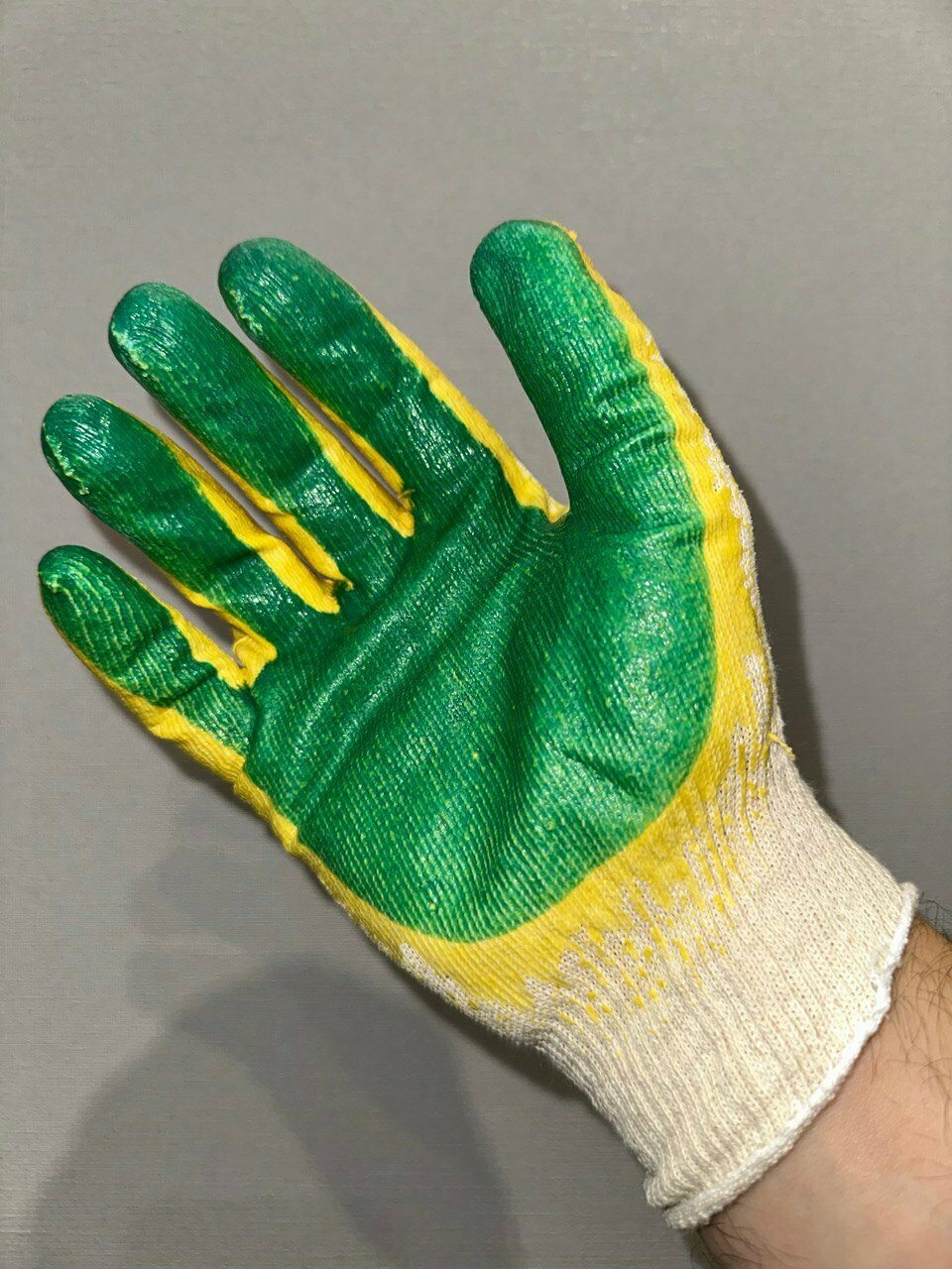 Перчатки 10 пар Х/Б с латексом двойной облив