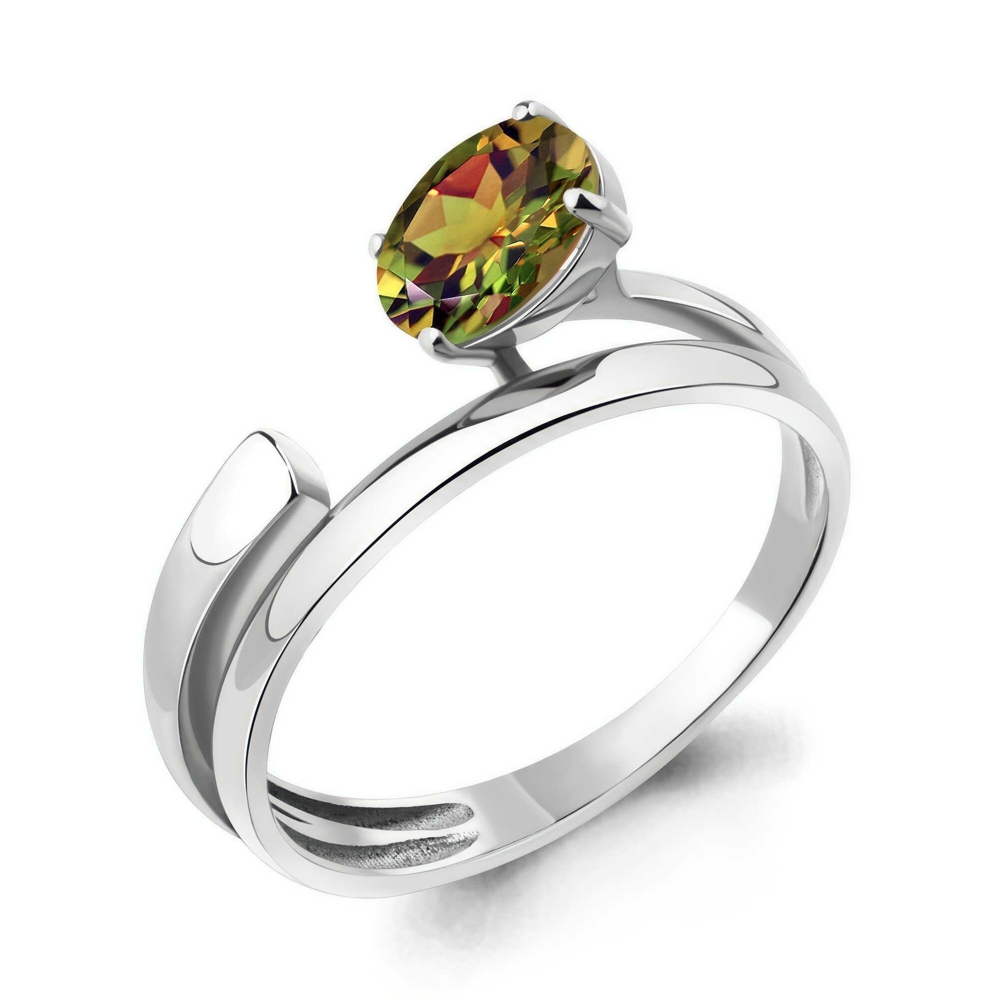 Кольцо, серебро, 925 проба, родирование, султанит