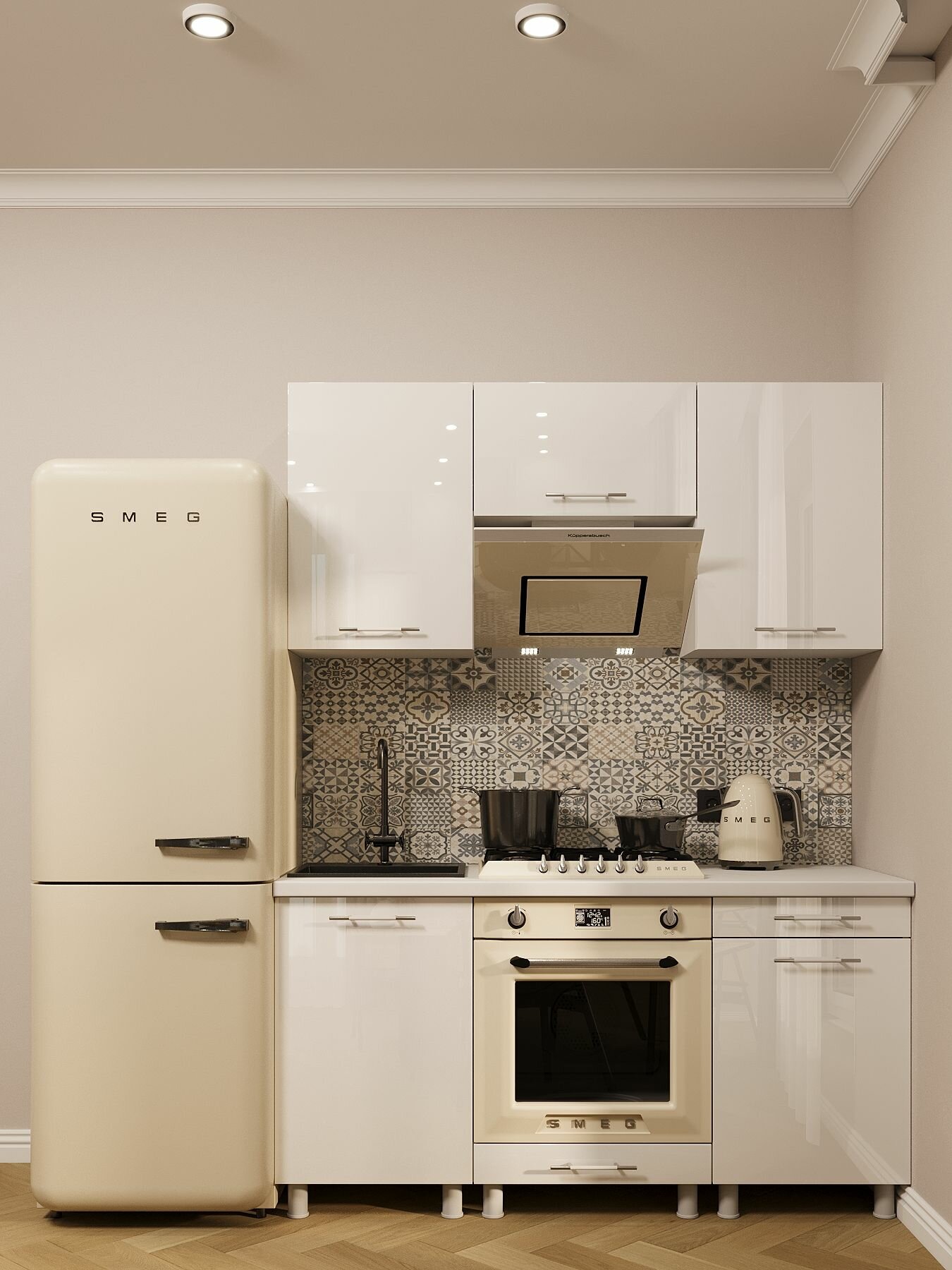 Мебельный РАЙ кухонный гарнитур 1,6 м с окапом и модулем под духовой шкаф МДФ белый глянец со столешницей для дома и дачи