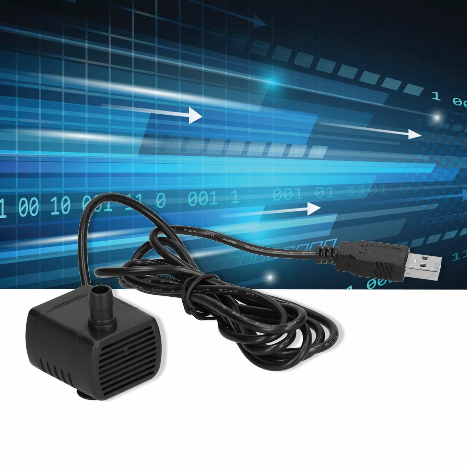Водяной насос, бесщеточный мини-погружной насос с USB-разъемом и присоской, 12 В постоянного тока, 200 л/ч, подъем 150 см