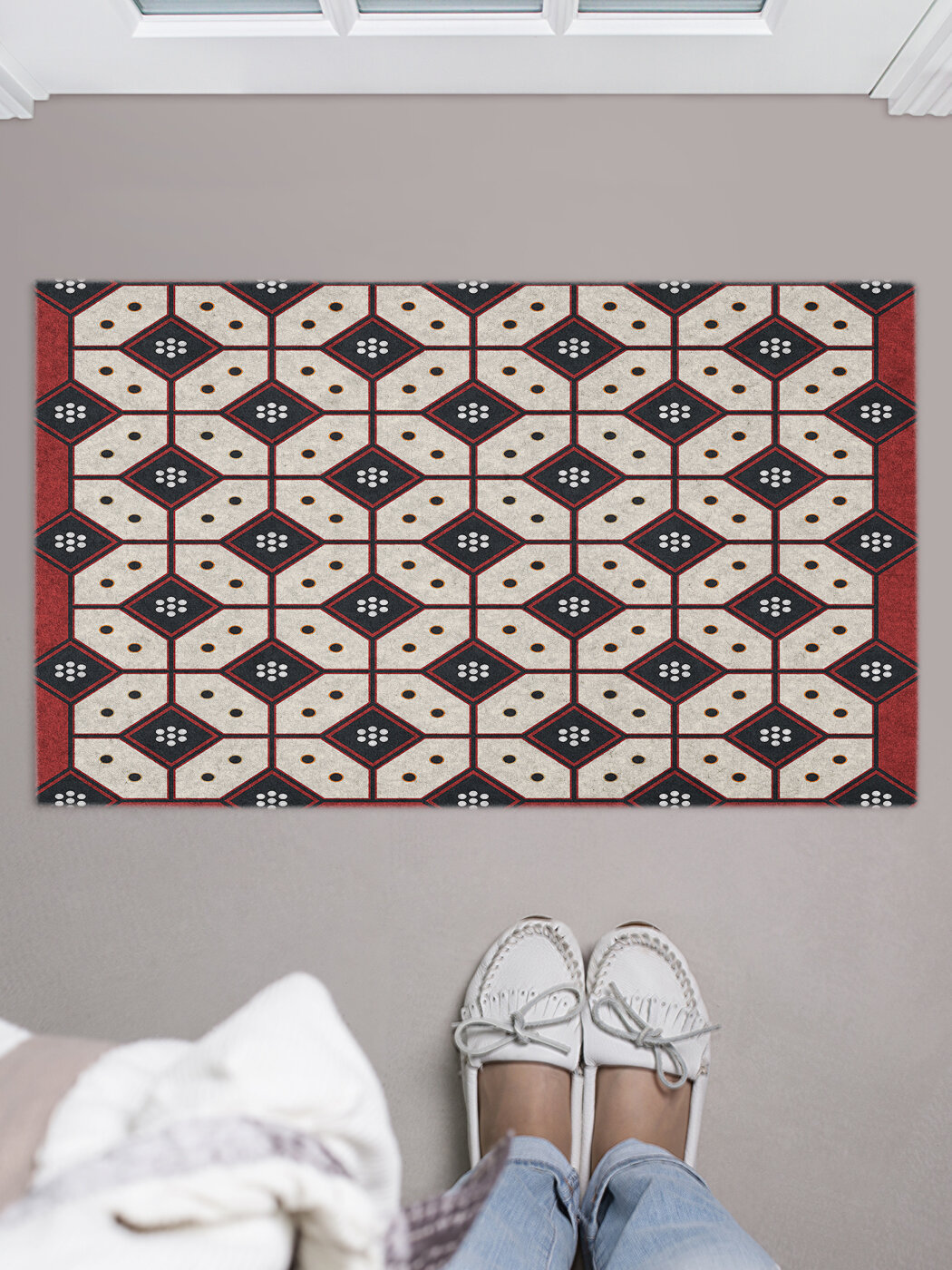 Коврик придверный в прихожую с принтом "Батик в японских мотивах" 45x75 см , JoyArty