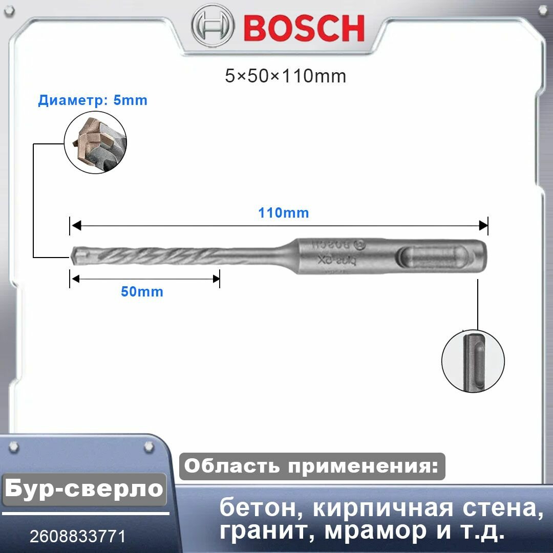 Бур-сверло SDS plus-5X 5х50х110mm сверло для бурения буровая насадка SDS-plus