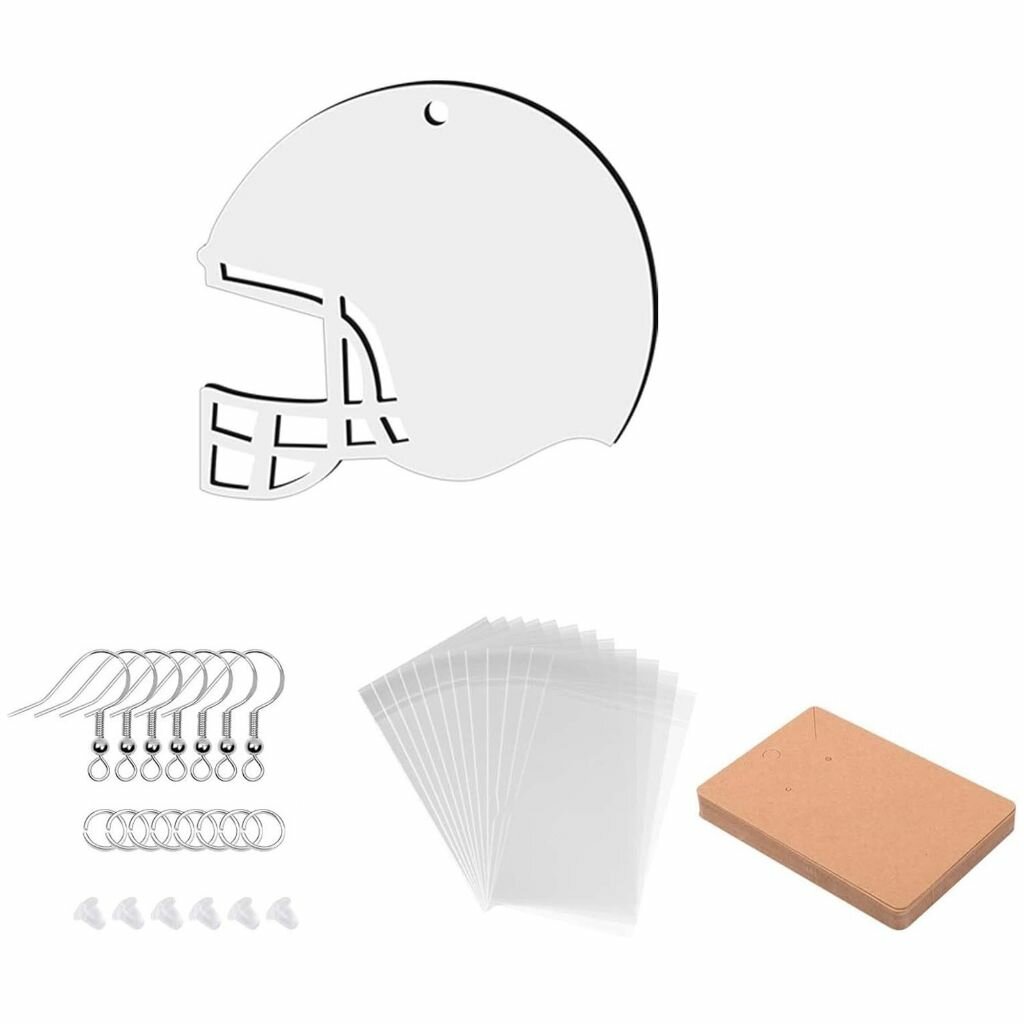 Набор пустых сублимационных серег "Футбольный шлем" 50 шт.