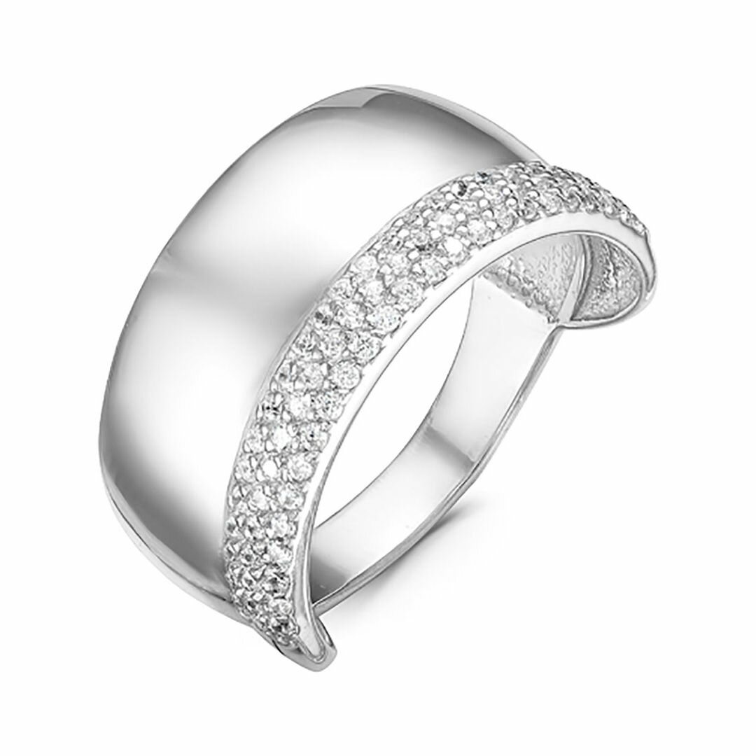 Кольцо, серебро, 925 проба, родирование, фианит