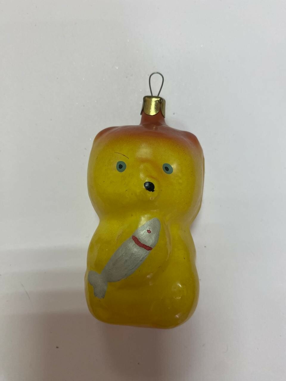 Игрушка на елку Мишка с рыбой Винтаж из СССР