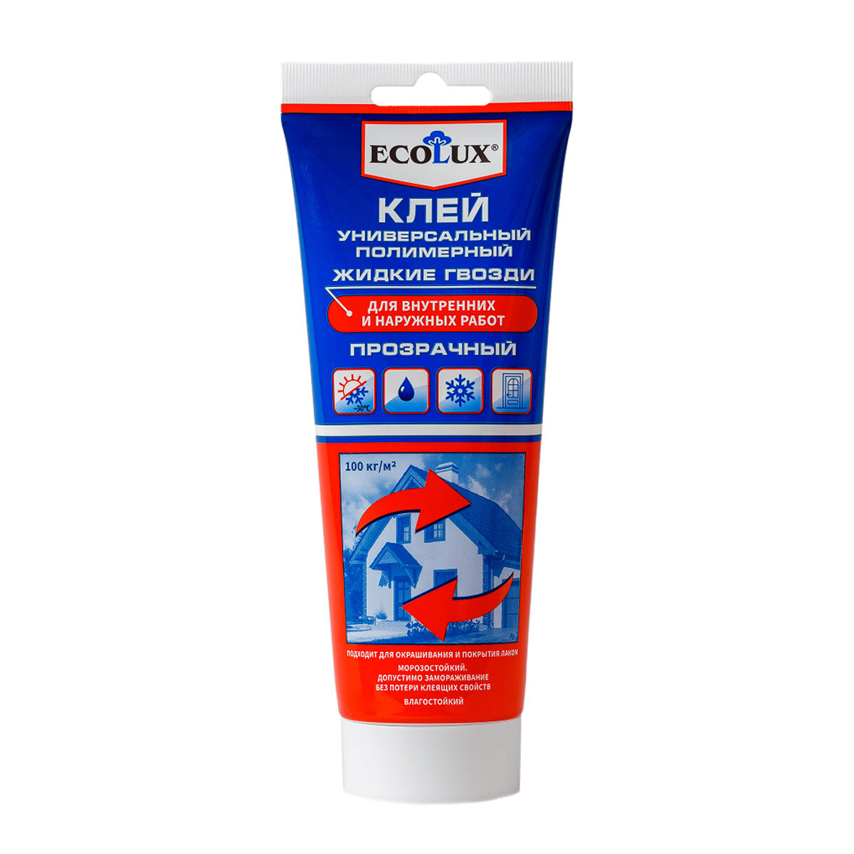 Клей универсальный полимерный Ecolux Жидкие Гвозди, морозостойкий, 200 мл, прозрачный