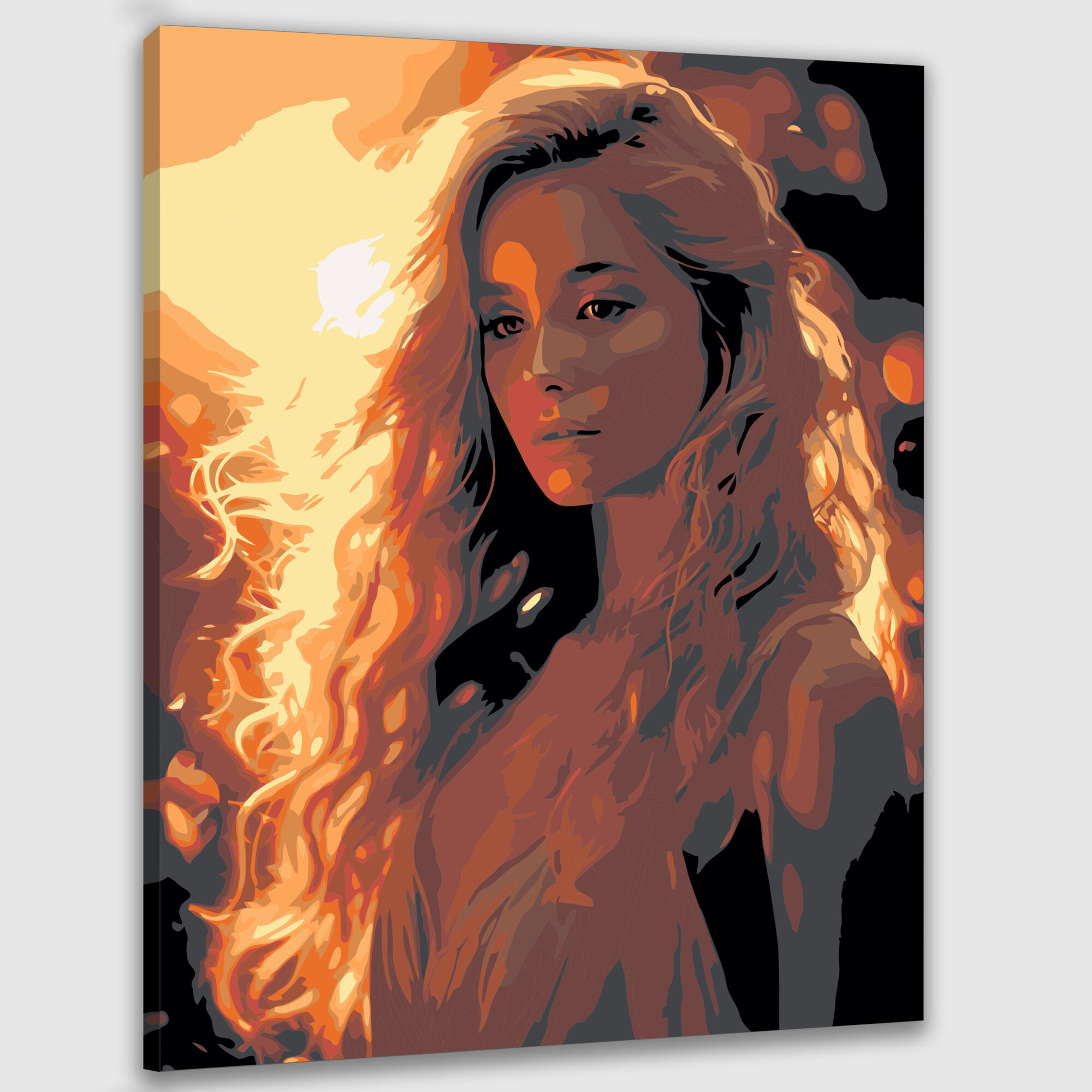 Картина по номерам 40x50 см, свет золотого часа, девушка, лицо, сияние, атмосфера, фотография