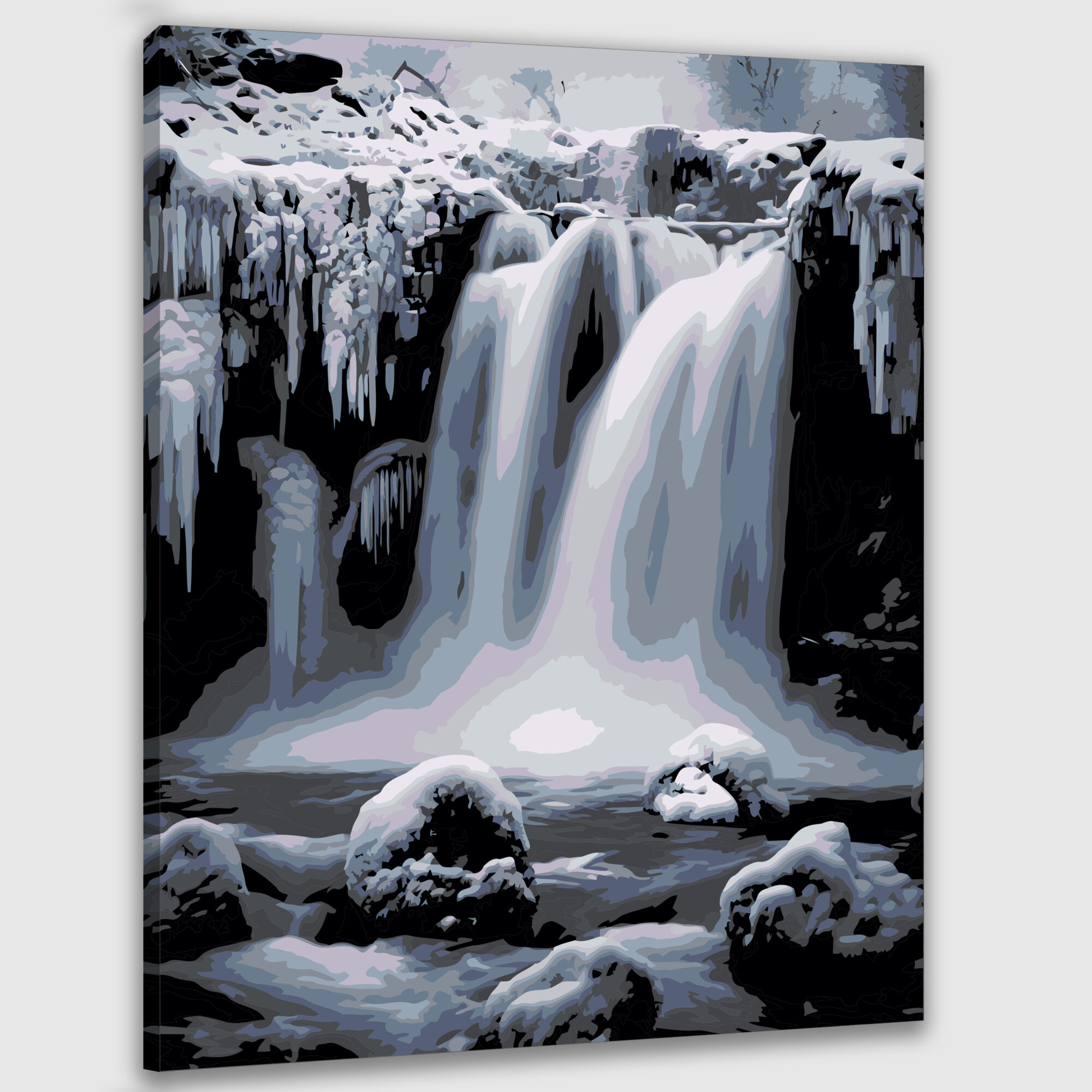Картина по номерам 40x50 см, замерзший водопад, высокое разрешение, замедленная выдержка, завораживающий эффект